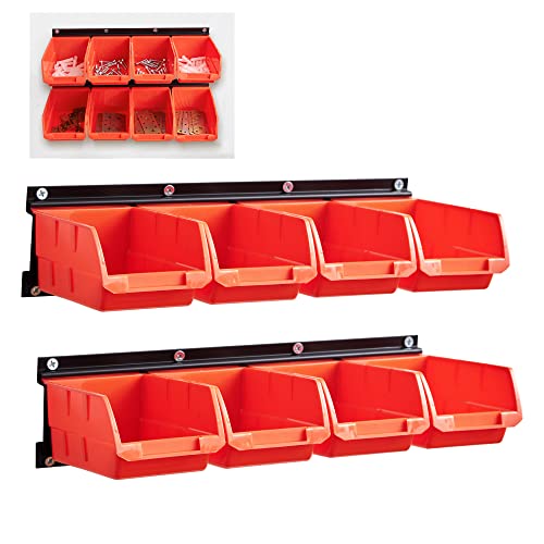 NETWAL Garage Rack with 8 Bins, Wall Mount Storage Bins, Parts Rack, Tool Organizers and Storage Screws and Bolts