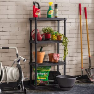 IRIS USA 4-Tier Shelving Unit, 48" Fixed Height, Medium Storage Organizer for Home, Garage, Basement, Shed and Laundry Room, 24"W x 12"D x 48"H, Made with Recycled Materials, Black