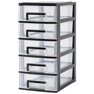 doitool 5 tier plastic drawer type closet, home office storage organizer, makeup organizer station cube, cosmetics jewelry box for bathroom, dorm, desk, countertop, office