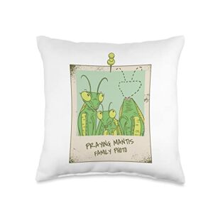 praying mantis co funny family photo praying mantis throw pillow, 16x16, multicolor