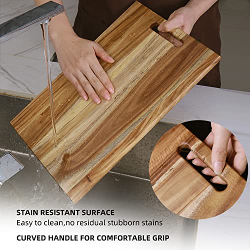 YSTKC Cutting Board for Kitchen,14" Acacia Wood Charcuterie Board,Reversible Chopping Board for Meat,Fruit,Vegetable and Bread,Cheese Board and Serving Tray