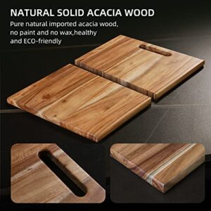 YSTKC Cutting Board for Kitchen,14" Acacia Wood Charcuterie Board,Reversible Chopping Board for Meat,Fruit,Vegetable and Bread,Cheese Board and Serving Tray