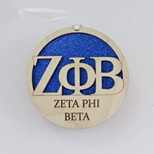 Sorority Shop Zeta Phi Beta Ornament - Laser Carved Greek Letter Wood Ornament - 3" Round