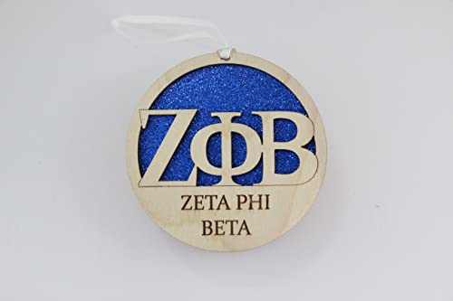 Sorority Shop Zeta Phi Beta Ornament - Laser Carved Greek Letter Wood Ornament - 3" Round