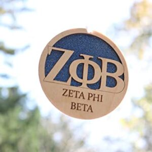 Sorority Shop Zeta Phi Beta Ornament - Laser Carved Greek Letter Wood Ornament - 3" Round