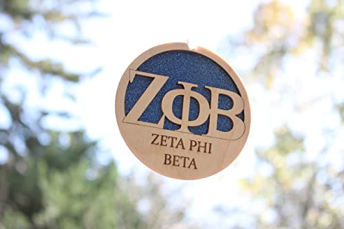 Sorority Shop Zeta Phi Beta Ornament - Laser Carved Greek Letter Wood Ornament - 3" Round