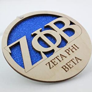 Sorority Shop Zeta Phi Beta Ornament - Laser Carved Greek Letter Wood Ornament - 3" Round