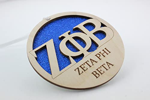 Sorority Shop Zeta Phi Beta Ornament - Laser Carved Greek Letter Wood Ornament - 3" Round