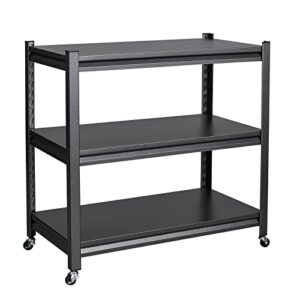 anxxsu garage storage shelves heavy duty, 3-tier metal shelving unit with wheels, large capacity storage racks and shelving, utility shelf racks for garage kitchen basement warehouse