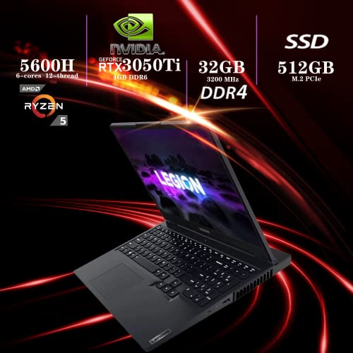 Lenovo 2022 Legion 5 15.6" 120Hz Gaming Laptop, AMD Ryzen 5 5600H, 32GB RAM, 512GB PCIe SSD, NVIDIA GeForce RTX 3050Ti, Backlit Keyboard, Phantom Blue, Windows 11, 32GB SnowBell USB Card