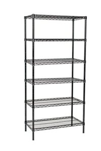 omega 12" deep x 30" wide x 86" high 6 tier black starter shelving unit