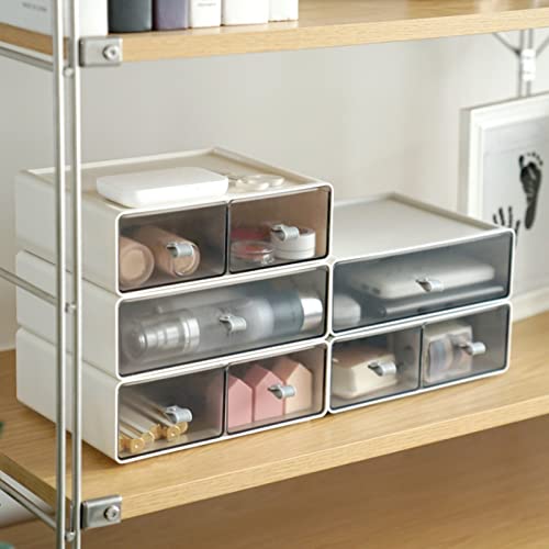 Tainrunse Sundries Storage Box Large Capacity Single/Dual Lattice Drawer Cabinets Shelves Home Supplies White A