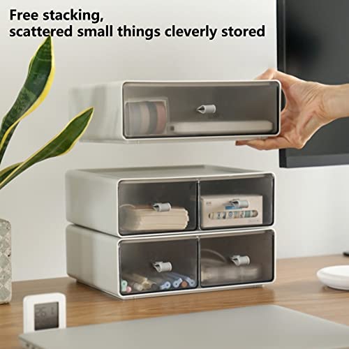 Tainrunse Sundries Storage Box Large Capacity Single/Dual Lattice Drawer Cabinets Shelves Home Supplies White A