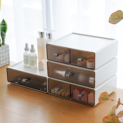 Tainrunse Sundries Storage Box Large Capacity Single/Dual Lattice Drawer Cabinets Shelves Home Supplies White B