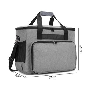 WITSTEP Sewing Machine Case, Sewing Machine Bag with Multiple Pockets and Adjustable Shoulder Strap, Universal Tote Bag Compatible with Most Standard Singer, Brother, Janome, and Accessories, Grey