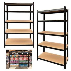 5 shelf garage shelving, steel shelves adjustable shelf storage unit, storage utility for warehouse pantry office kitchen, with mdf boards, basement storage rack hold 1929lbs, 35"w x 16.5"d x 63"h