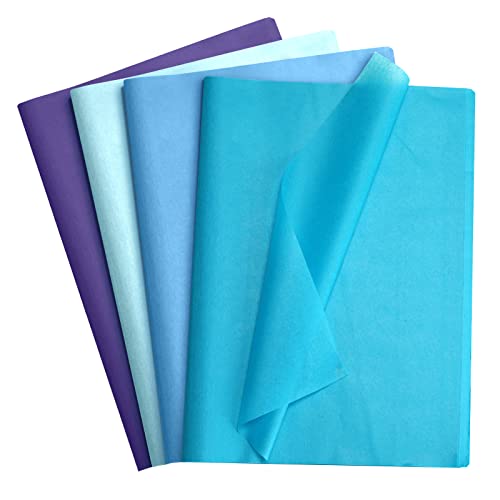 300 Sheets Kraft Tissue Paper 14 x 20 Inches Wrapping Paper Bulk Tissue Paper Decorative for 4th of July Baby Shower Graduation Weddings Birthday DIY Bags (Blue Series)