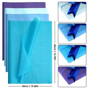 300 Sheets Kraft Tissue Paper 14 x 20 Inches Wrapping Paper Bulk Tissue Paper Decorative for 4th of July Baby Shower Graduation Weddings Birthday DIY Bags (Blue Series)