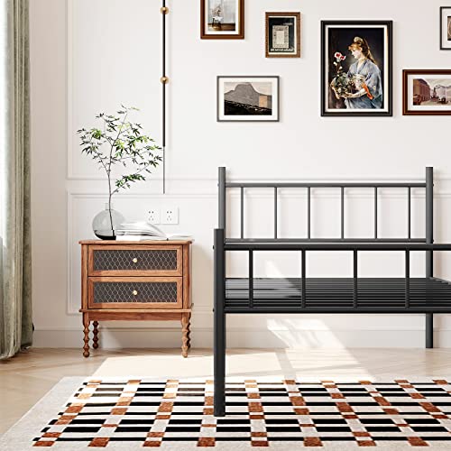 DIIYIV Full Size Metal Platform Bed Frame with Heavy Duty Steel Slat Support,14 Inch Easy Assembly Mattress Foundation with Headboard,No Box Spring Needed,Black