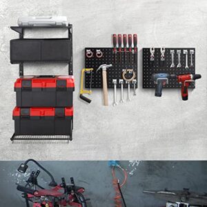 Homde Garage Storage Wall Organizer Garage Shelving, Heavy Duty Garage Tool Organizer Wall Mount Adjustable Garage Storage Organization System Utility Tool Rack with Pegboard Wall Organizer