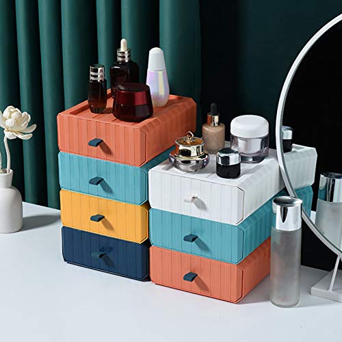 Stackable Plastic Drawers, 4Pcs Drawer Desktop Organizer Wardrobe Clothes Organizer Drawer Shelf Storage Basket Container