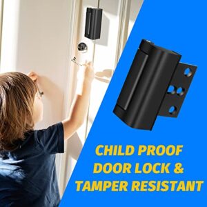 DUOSI Childproof Door Reinforcement Lock, Home Security Door Lock with 8 Screws, 3 Inch Stop Withstand 800 lbs for Inward Swinging Door, Upgrade Night Lock to Defend Your Home (Black)