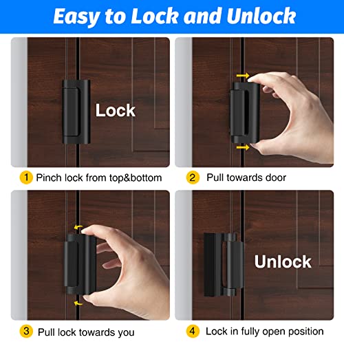 DUOSI Childproof Door Reinforcement Lock, Home Security Door Lock with 8 Screws, 3 Inch Stop Withstand 800 lbs for Inward Swinging Door, Upgrade Night Lock to Defend Your Home (Black)