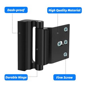 DUOSI Childproof Door Reinforcement Lock, Home Security Door Lock with 8 Screws, 3 Inch Stop Withstand 800 lbs for Inward Swinging Door, Upgrade Night Lock to Defend Your Home (Black)