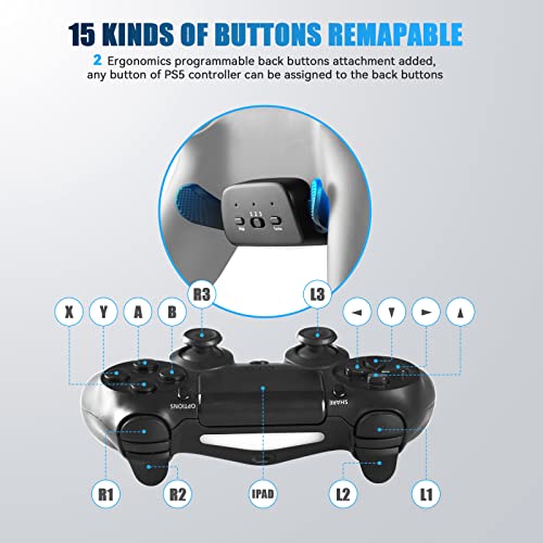 Back Button Attachment for PS5 Controller BDM-010& BDM-020 & BDM-030, Black Shell Remap kit with Turbo Function for PS5 Controller - Controller NOT Included