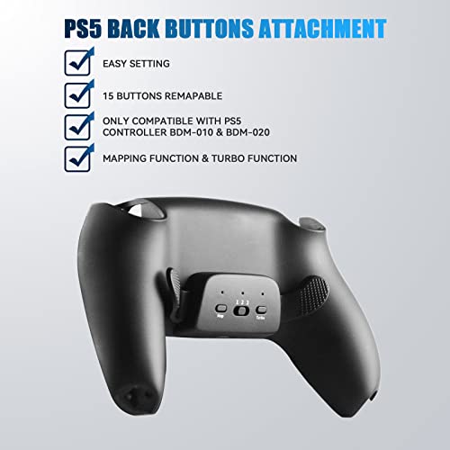 Back Button Attachment for PS5 Controller BDM-010& BDM-020 & BDM-030, Black Shell Remap kit with Turbo Function for PS5 Controller - Controller NOT Included