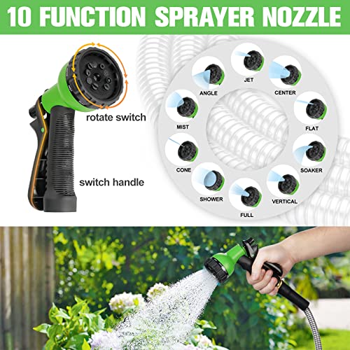 TVKB Metal Garden Hose 304 Stainless Steel Water Hose Super Tough Flexible Water Pipe with 3/4 inch Brass Fittings and Sprayer Nozzle, Kink & Tangle Free, Rust Proof (100FT)