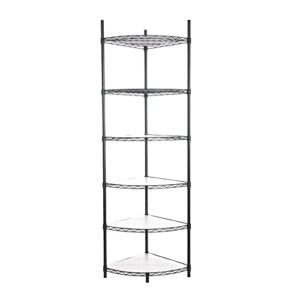 6 tier nsf metal corner shelf wire shelving unit, 420lbs capacity heavy duty adjustable storage rack with shelf liners for closet kitchen bathroom garage basement, 72" h x 18" l x 18" d - black