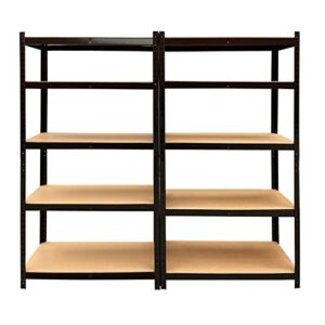 vandise heavy duty 5 tier garage shelving units, kitchen storage shelves, metal storage shelves shed utility rack greenhouse shelving, 59h x 28w x 12d inch, 386lbs per shelf, black