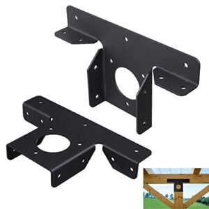 wpbhk 2pcs heavy duty pergola corner brackets extension 3-way t brackets for 4x4 (actual size:3.5x3.5) post bracket pergola gazebo kit (2)