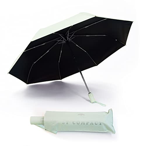 SY COMPACT Travel Umbrella Windproof Automatic Lightweight Compact Umbrellas for Women and Men Easy Carry (Mint Green)