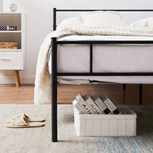 VECELO Metal Platform Bed Frame Queen Size with Headboard and Footboard, 12'' Under-Bed Storage & Strong Slats Support, No Box Spring Needed