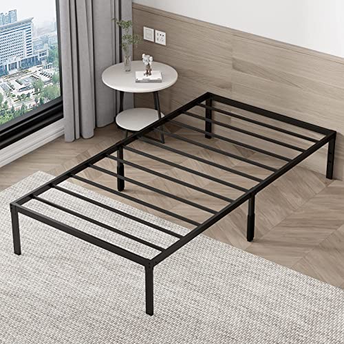 HOMWAYART Twin Bed Frames, Metal Twin Bed Frames for Kids, Twin Bed Frame with Storage, Non-Slip and Noise-Free, No Box Spring Needed (Twin)