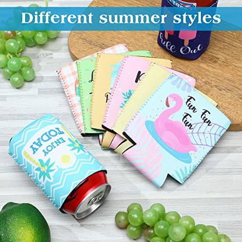 16 Pcs Beer Can Sleeves Neoprene Can Cooler Sleeves Funny Can Cover Insulated Beach Themed Beer Sleeve for Beverages Soda Bottles Summer Party Favors