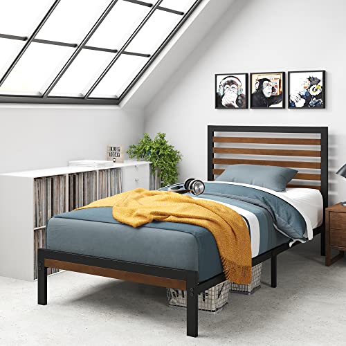 Zinus Kai Bamboo and Metal Platform Bed Frame with Headboard / No Box Spring Needed / Easy Assembly, Twin