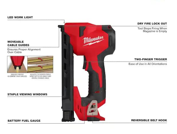 Milwaukee M12 12-Volt Lithium-Ion Cordless Cable Stapler (Tool-Only), (2448-20)