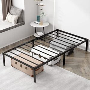 Lamhorm Heavy Duty Twin Size Bed Frame, 14" High Metal Platform Single Bed Frames for Kids, Easy Assembly, Sturdy, Non-Slip, No Box Spring Needed(Twin)