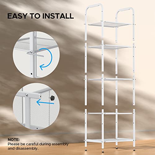 MAX Houser Storage Rack with Shelf,Industrial Style Extendable Plant Stand, Standing Shelf Units for Kitchen, Bathroom, Office,Living Room, Balcony, Kitchen (White, 5 Tier)