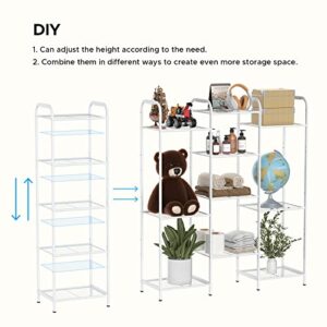 MAX Houser Storage Rack with Shelf,Industrial Style Extendable Plant Stand, Standing Shelf Units for Kitchen, Bathroom, Office,Living Room, Balcony, Kitchen (White, 5 Tier)