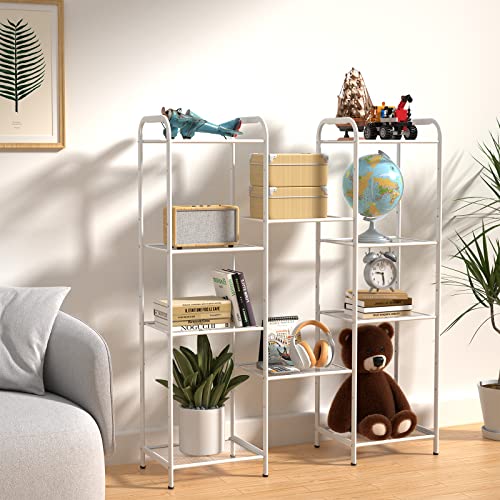 MAX Houser Storage Rack with Shelf,Industrial Style Extendable Plant Stand, Standing Shelf Units for Kitchen, Bathroom, Office,Living Room, Balcony, Kitchen (White, 5 Tier)