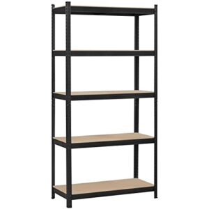 topeakmart 5-tier utility shelves, metal storage shelves garage shelving unit adjustable garage storage shelves storage racks heavy duty shed shelving- black, 35.5 x 16 x 71 inch