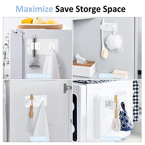 MEILIDY Broom and Mop Gripper, Clear Self Adhesive Mop Broom Holder Wall Mounted No Drilling Heavy Duty Cleaning Supplies Tools Storage Organizer for Laundry Bathroom Kitchen Garden Garage - 4 Pcs