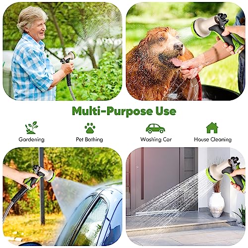 Unywarse Metal Garden Hose 50ft, Stainless Steel Heavy Duty Water Hose with 10 Function Nozzle Flexible, Lightweight, Kink Free & Tangle Free, Pet Proof, Puncture Proof Hose for Yard, Outdoor