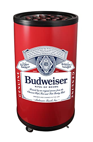 Curtis FRP246 Budweiser Cooler, 67 Can/22 Bottle Capacity, Stainless Steel, Adjustable Temprature, with Wheels, Red