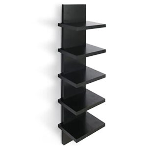 5 tier wall shelves black, vertical column shelf floating storage home decor organizer tall tower design utility shelving bedroom living room