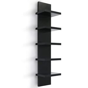 5 Tier Wall Shelves Black, Vertical Column Shelf Floating Storage Home Decor Organizer Tall Tower Design Utility Shelving Bedroom Living Room